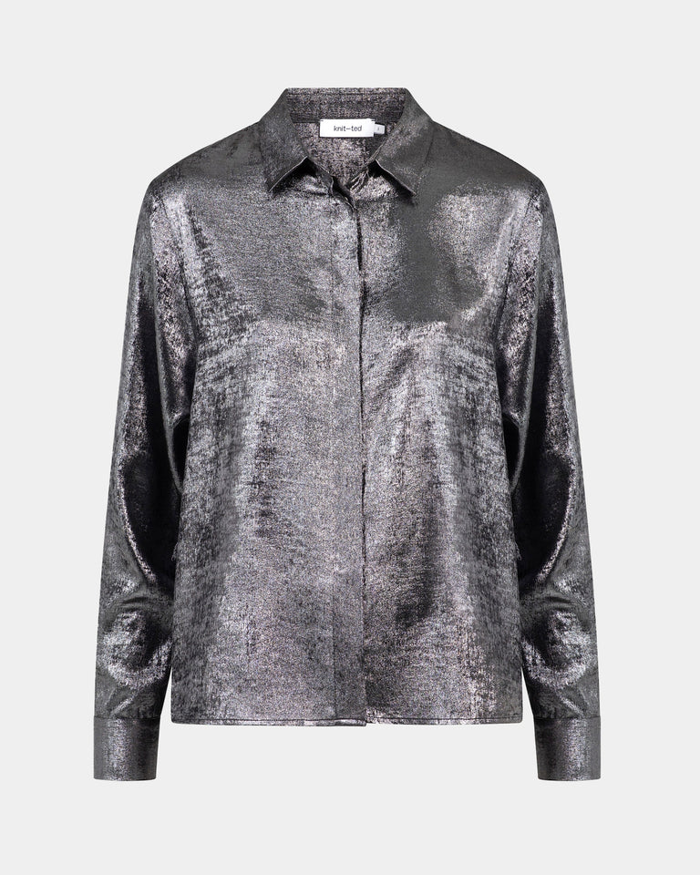 Felice Blouse | Metallic Grey – Knit-ted